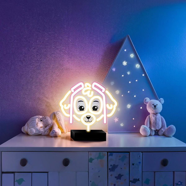 Paw Patrol Neon LED Skye – 25×25 cm med Stativ & USB-ström | CDON