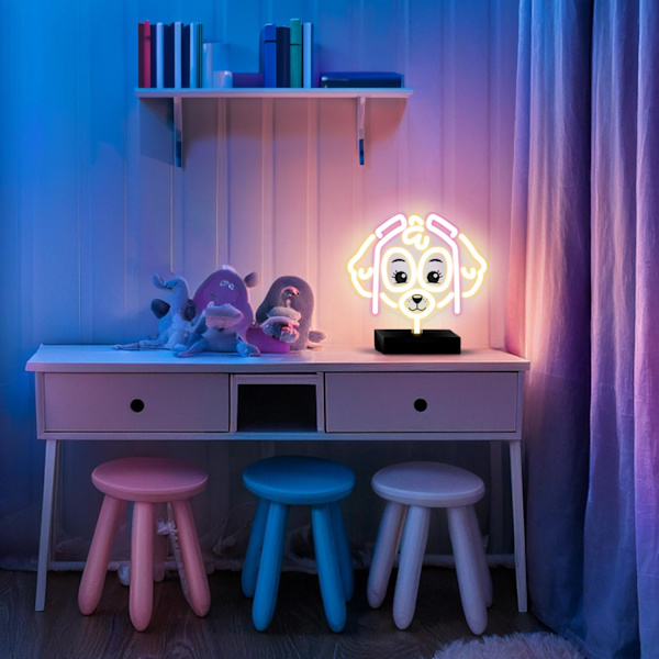 Paw Patrol Neon LED Skye – 25×25 cm med Stativ & USB-ström | CDON