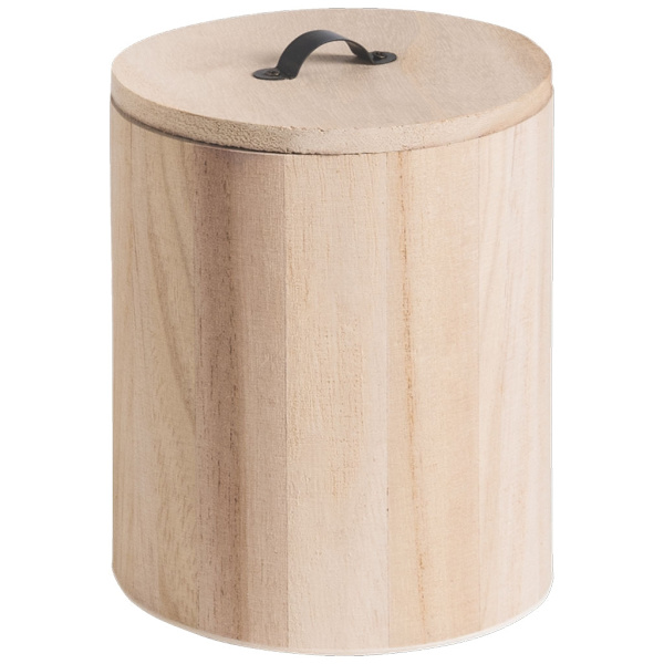 Rund Träask Med Lock - Dia: 12 cm - Höjd 15 cm | CDON