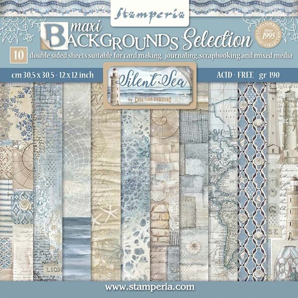 Paper Pad Stamperia 12x12 Tum - Maxi Background Silent Sea | CDON