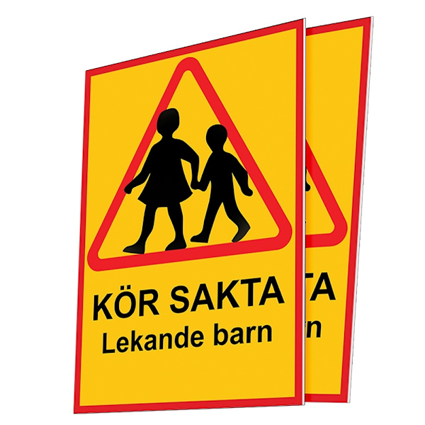 Kör sakta lekande barn - Skylt / Varningsskylt - Trafikskylt | CDON