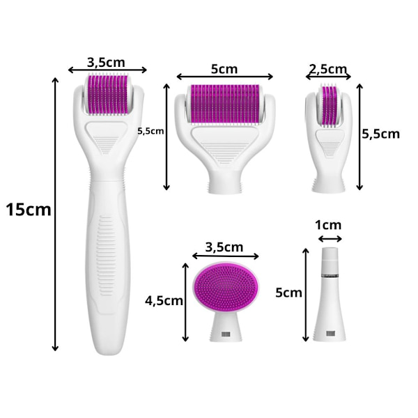Derma roller 6-in-1 - Mikroneulaushoito kasvoille, kaulalle ja ...