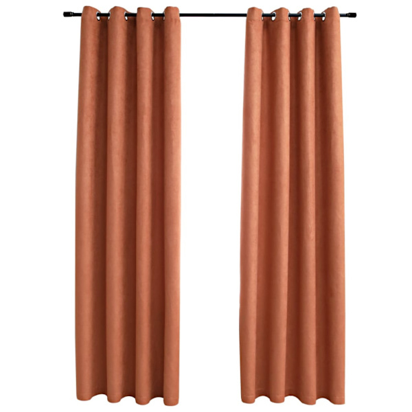 Mörkläggningsgardiner med metallringar 2 st rost 140x225 cm | CDON