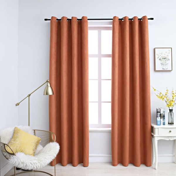 Mörkläggningsgardiner med metallringar 2 st rost 140x225 cm | CDON