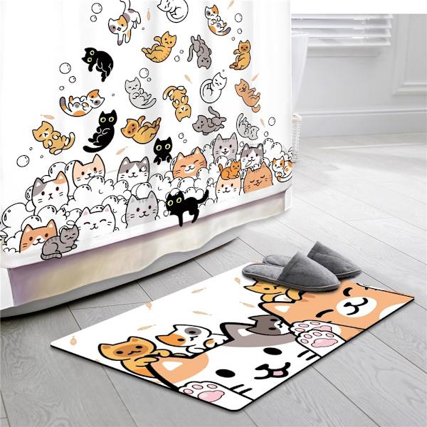 Duschdraperi med tecknat djurmotiv 180 x 180 cm inkl 12 krokar - Katter ...