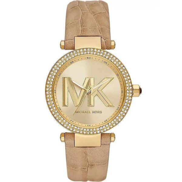 Damsklocka Michael Kors PARKER MK4725 i guld och brunt läder med ...