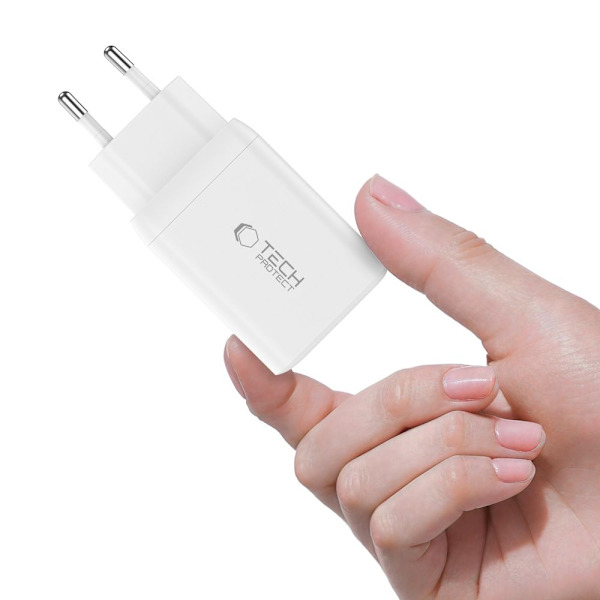 Tech-Protect 45W PD 2x USB-C Väggladdare Vit | CDON