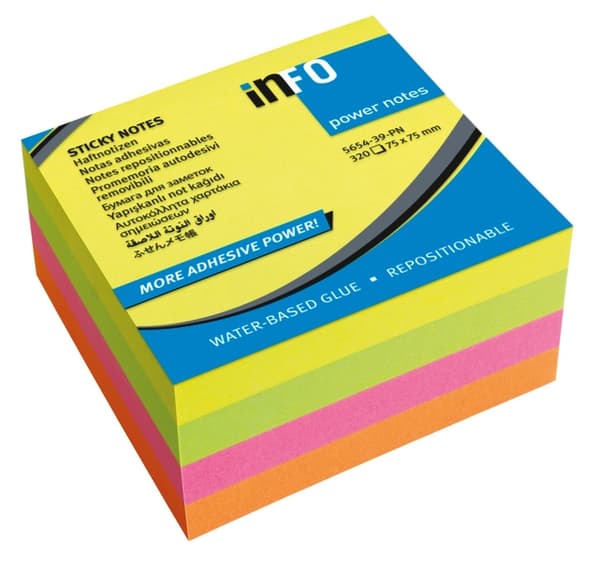 Info Notes IN-5654-39-PN Powernotes 75x75mm assorterat briljantblock A ...