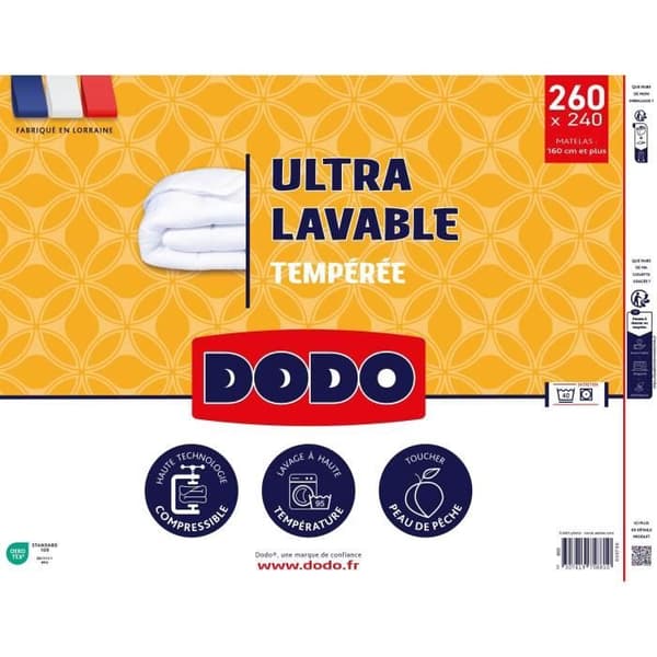 DODO - 300 g/m² temperaturtäcke - ULTRA TVÄTTBART - 240 x 260 cm - Vit ...
