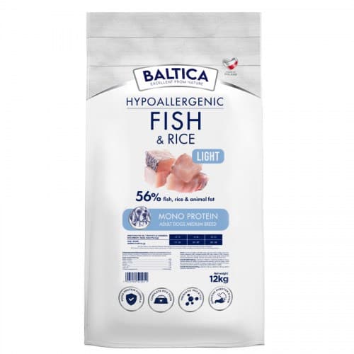 BALTICA Nutraceutic Hypoallergenic Light M Fisk med ris - torrfoder för ...