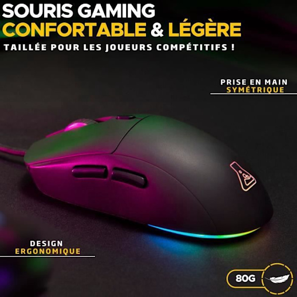 Trådbunden spelmus - The G-Lab - KULT-COBALT - RGB - 12800 DPI - Svart ...