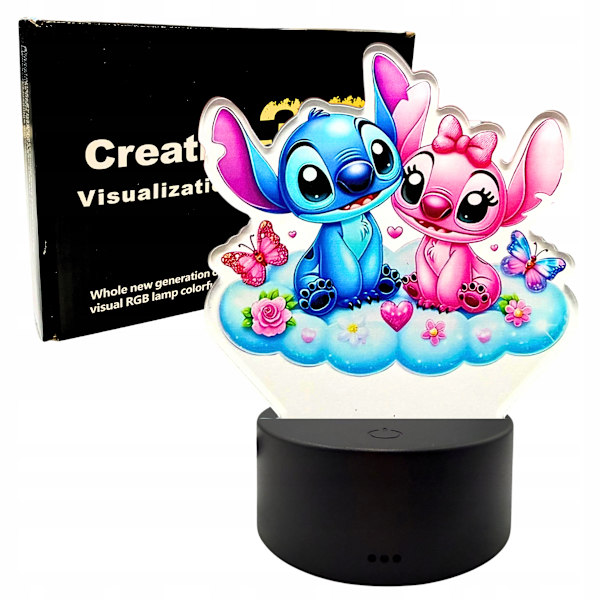 Nattlig Skrivbordslampa Stich Lilo och Stitch för barn 3D LED Gåva ...