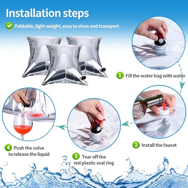 10x 20L POSER MED HÅN TIL JUICE, VAND OG VIN HERMETISK TÆT BPA-FRI 20L ...