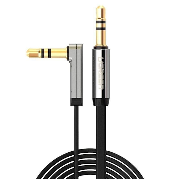 UGREEN AV119 kulmaliitin 3,5 mm AUX-kaapeli litteä 2 m (musta) | CDON