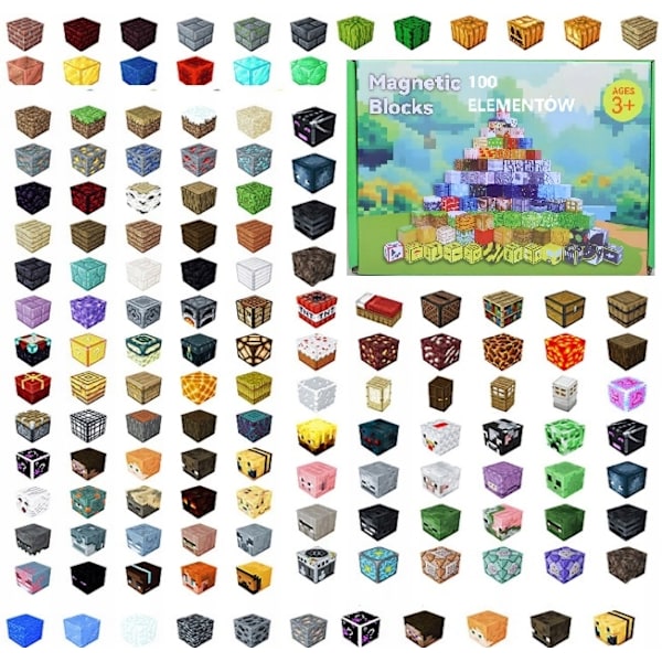 MAGNEETTISET PALAT MINECRAFT-KUUTIOT 100 PALAT JÄRJESTELYKUUTIOITA | CDON