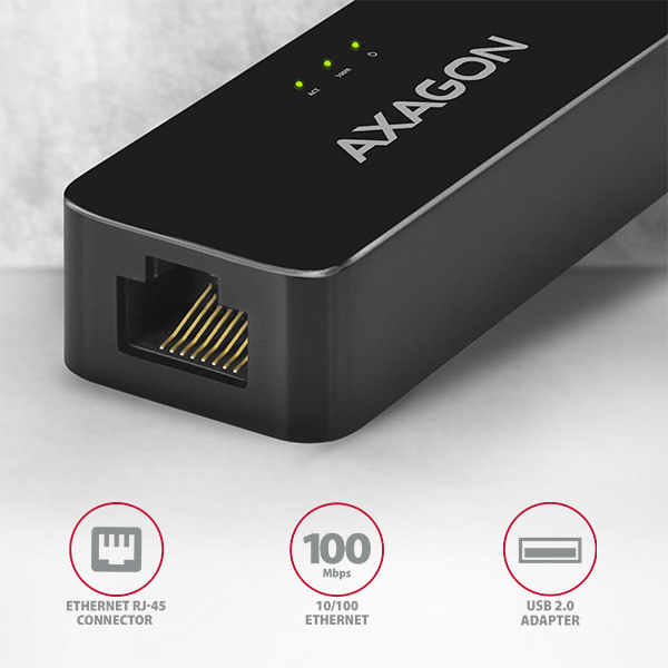 AXAGON ADE-XR USB 2.0 Ethernet 10/100-adapter med automatisk ...