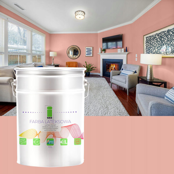 Latexfärg för väggar, rosa, för inomhusbruk, pulverrosa, 10 l, Polen | CDON
