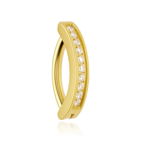 Titan-navelring med klickring och vita zirkoner - guld - TPP-041 1.6/10 ...