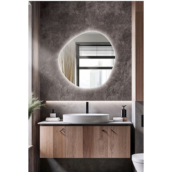 LED-spegel 60x60 irreguljär oval form med beröringsswitch ELIOS | CDON