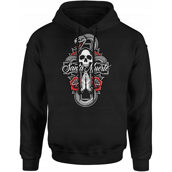 SANTA MUERTE HERRSWEATSHIRT MED DÖDSKALLE, ORMROSA MEXIKANSK M | CDON