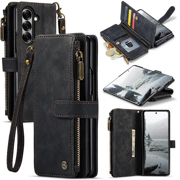 CaseMe Samsung Galaxy Z Fold7 5G vetoketjullinen lompakkokotelo - Musta ...