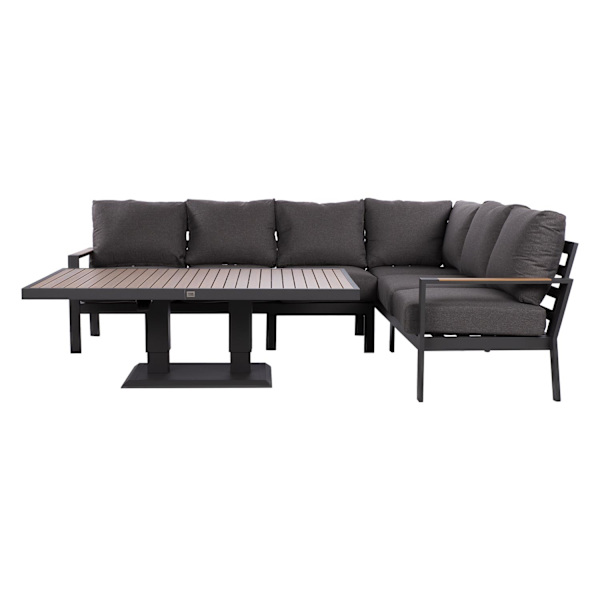 Puutarhakalustesetti Kulmasohva ja Pöytä 151x90x51-74 cm Tummanharmaa ...