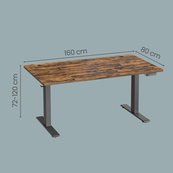 Höj- och sänkbart skrivbord 160x80x72-120 cm brun trä kontor | CDON