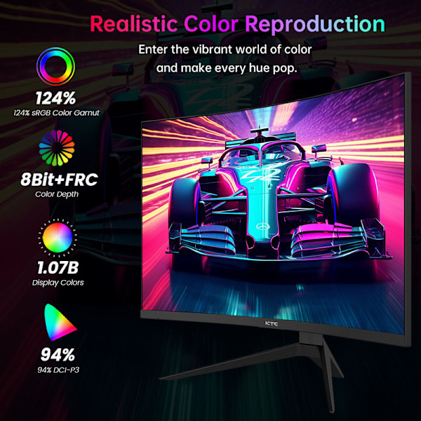 [7/10 stand] KTC H27S25E 27" buet gamingskærm - 240Hz, 2K QHD, 1000R, adaptiv synkronisering | CDON