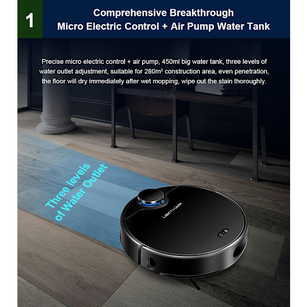 LIECTROUX ZK901 Robotdammsugare - 70 % ny (begagnad) - 6500Pa, automatisk moppning, smart ...