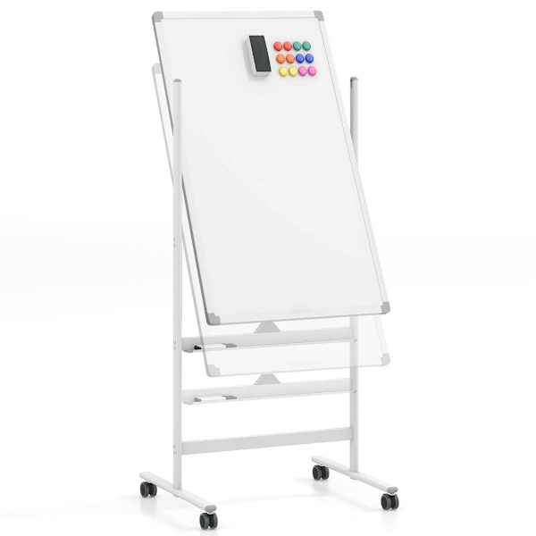 60 x 100 cm dobbeltsidet magnetisk tavle med hjul og stativ og ...