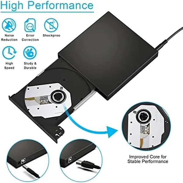 Extern DVD/CD-brännare – Slim, Portabel Brännare & Spelare, Plug and ...