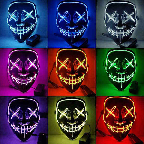 The Purge El Wire Halloween LED Mask Svart (Gul) | CDON