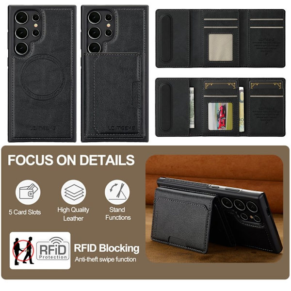 LC.IMEEKE L5 Fodral för Samsung Galaxy S22 Ultra 5G - Äkta läder - Svart | CDON