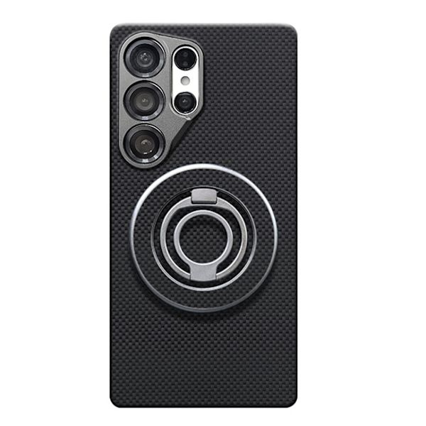 Galaxy S25 Ultra Mobilskal MagSafe Kevlar Metal Ring - Fine Mesh Grid ...