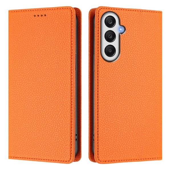 LITCHI Samsung Galaxy A55 5G Fodral Äkta Läder RFID Skydd - Orange | CDON