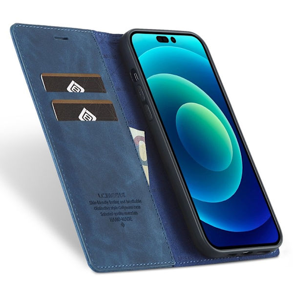 LC.IMEEKE iPhone 15 Pro Max Fodral Äkta läder - Blå | CDON