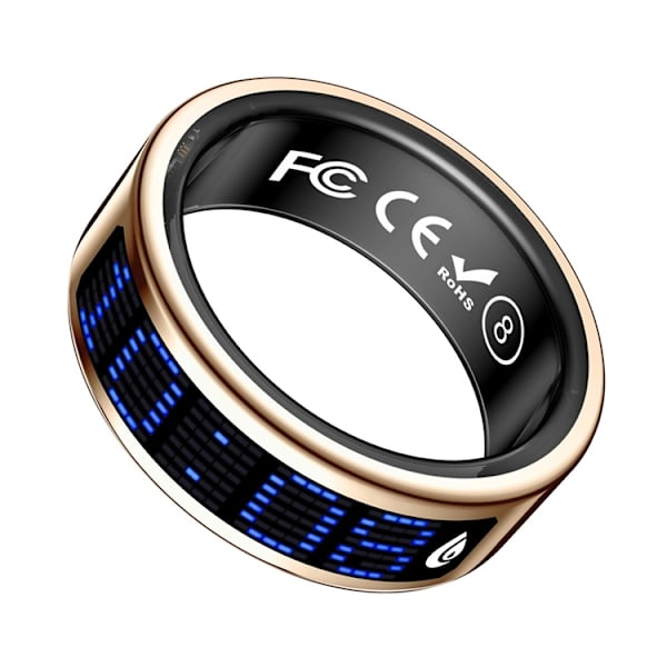 Digital Display Smart Ring med Laddningsfodral SR16 - Guld | CDON
