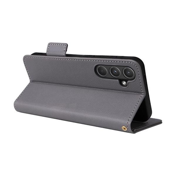 Litchi Samsung Galaxy A55 5G Fodral Äkta Läder - Grå | CDON