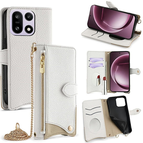 OnePlus 15 5G Plånboksfodral Irregular Tail Style Läder - Vit | CDON