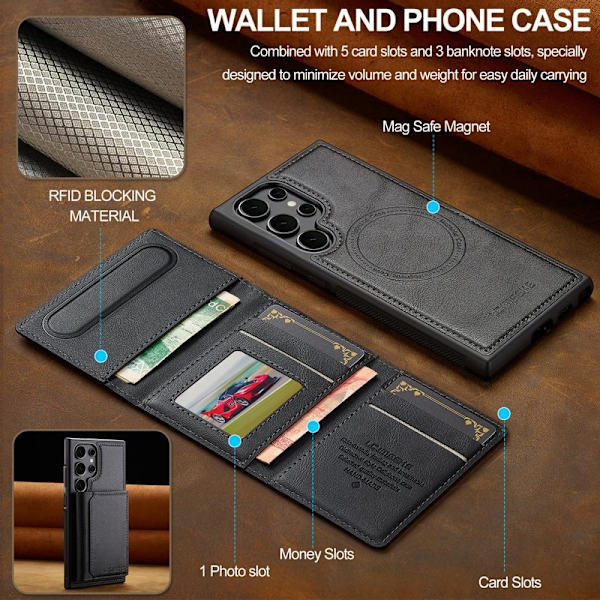 LC.IMEEKE L5 Fodral för Samsung Galaxy S22 Ultra 5G - Äkta läder - Svart | CDON