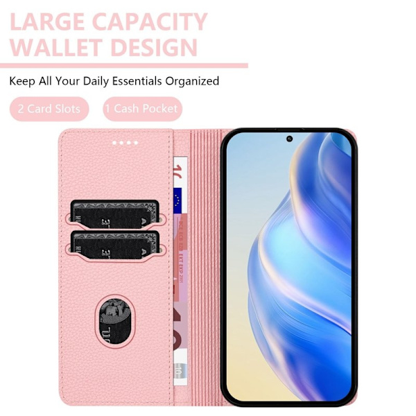 LITCHI Samsung Galaxy A55 5G Fodral Äkta Läder RFID Skydd - Rosa | CDON