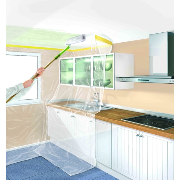 Tesa maskeringsfolie för möbler, väggar och färgskydd med tejp 25m x ...