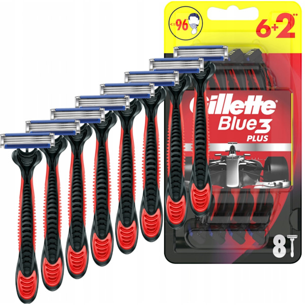 Gillette Blue3 Plus Röda Engångsrakhyvlar 6+2 st | CDON