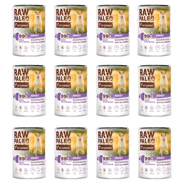 Rå Paleo Anka & Vildsvin Vuxen Burk 12x400g | CDON