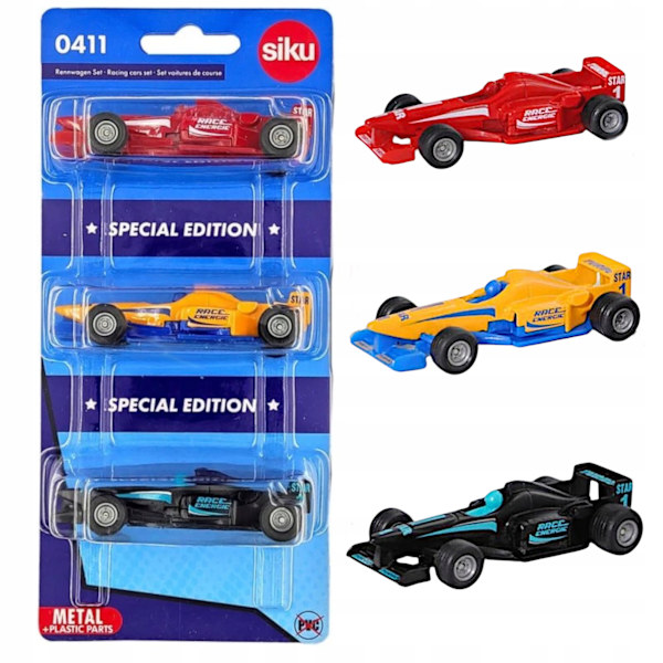 Siku Set med 3 Formel Racing Bilar Modell Metall S0411 | CDON