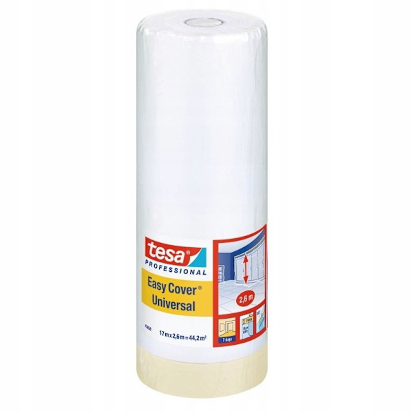 Tesa maskeringsfolie för möbler, väggar och färgskydd, 17m x 260cm med ...