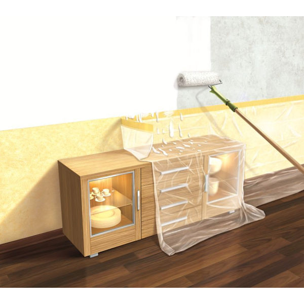 Tesa maskeringsfolie för möbler, väggar och färgskydd med tejp 25m x ...