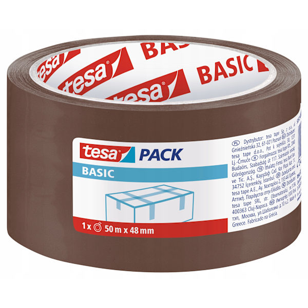 tesa BASIC pakketape 50 m x 48 mm, brun | CDON