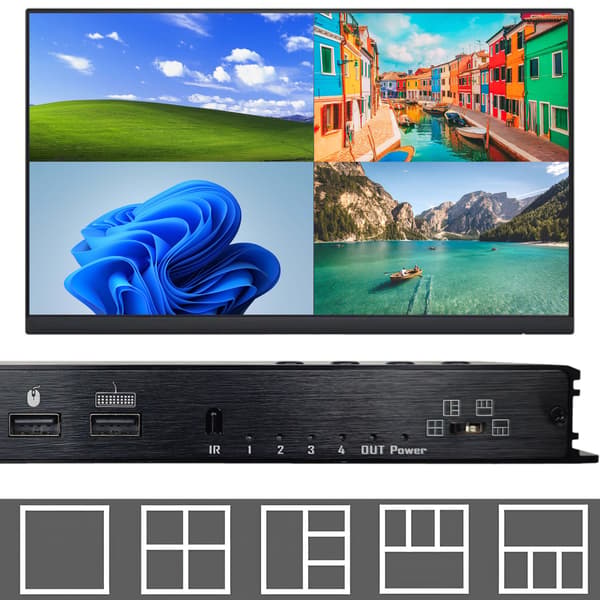 KVM-switch 4xHDMI, 4xUSB Multiviewer | CDON