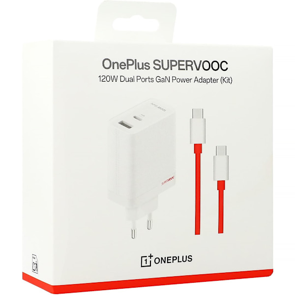 OnePlus SuperVOOC USB-C + USB-A Fast Charger 120W White | CDON